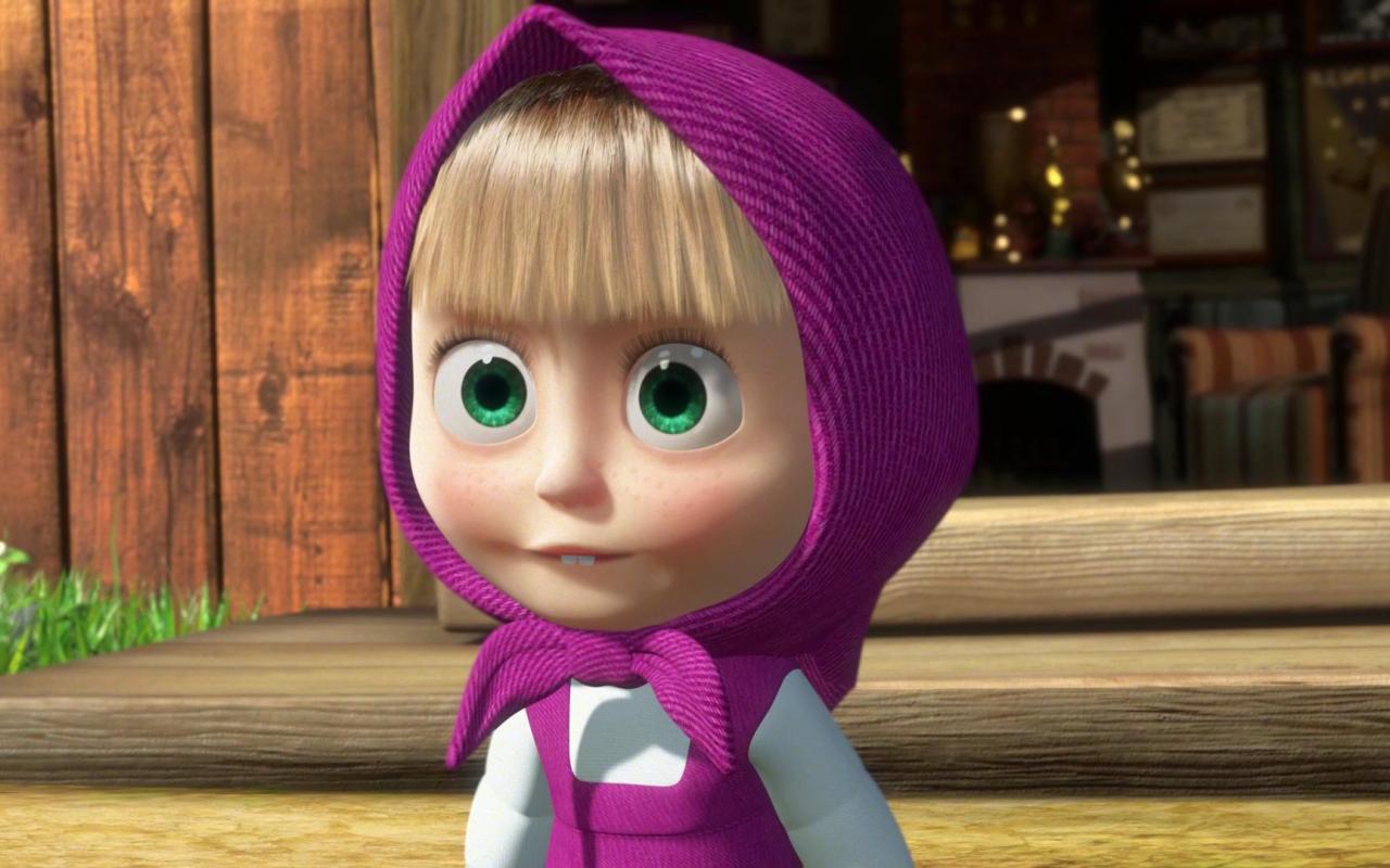 Wallpaper Cute little girl Masha, Masha and the Bear cartoon » On ...
